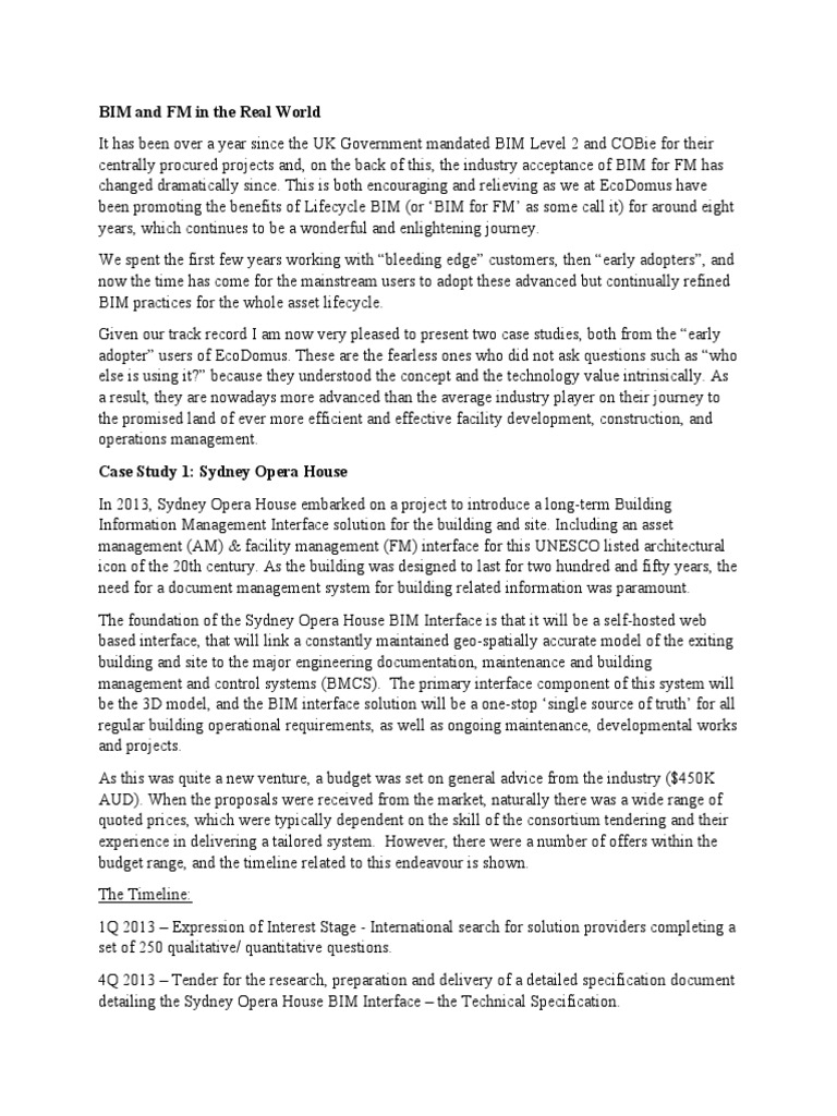 BIM For FM Case Studies For The BIM Journal | PDF | Building ...