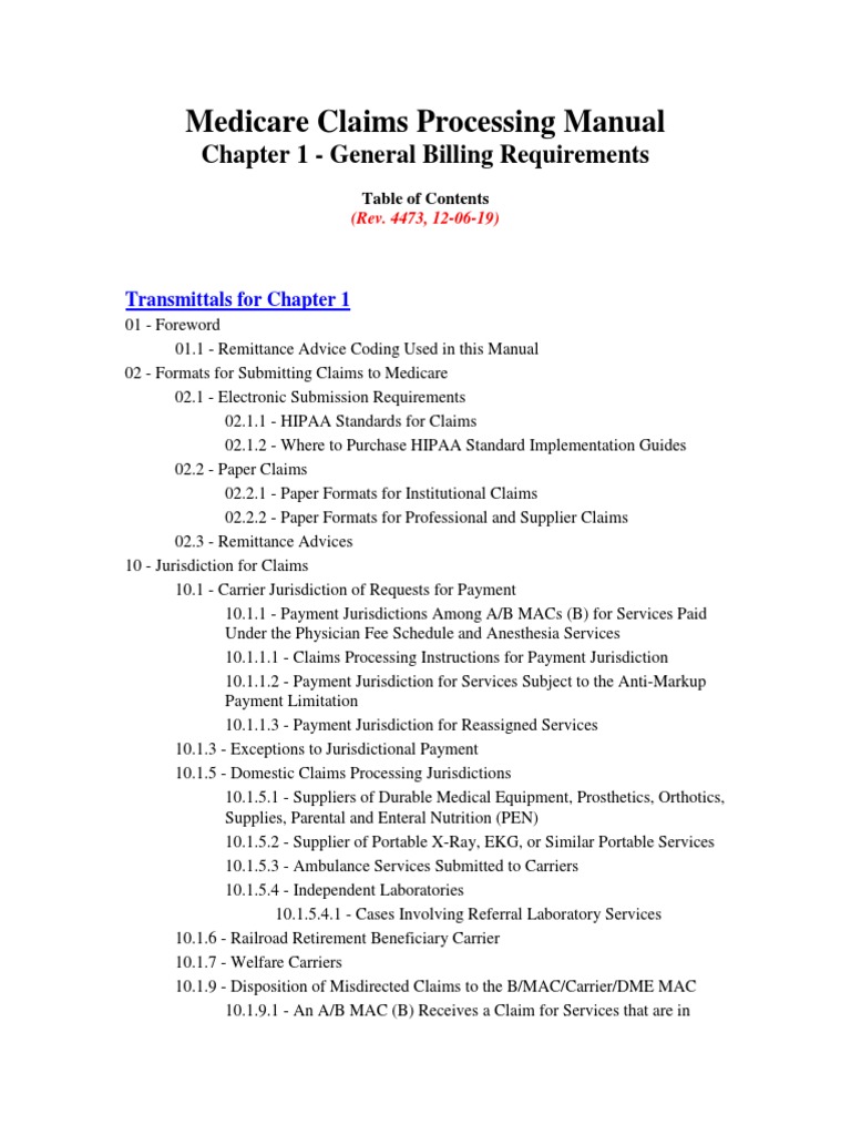 Medicare Claims Processing Manual: Chapter 1 - General Billing ...
