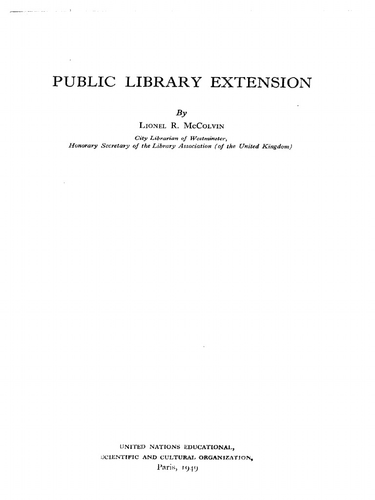 Public Library Extension Service Unesco | PDF | Librarian | Public Library