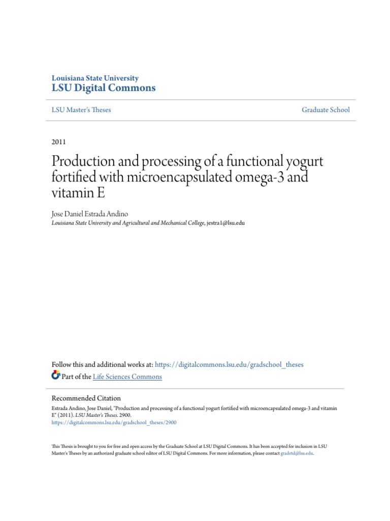 Production and Processing of A Functional Yogurt Fortified With M | PDF ...