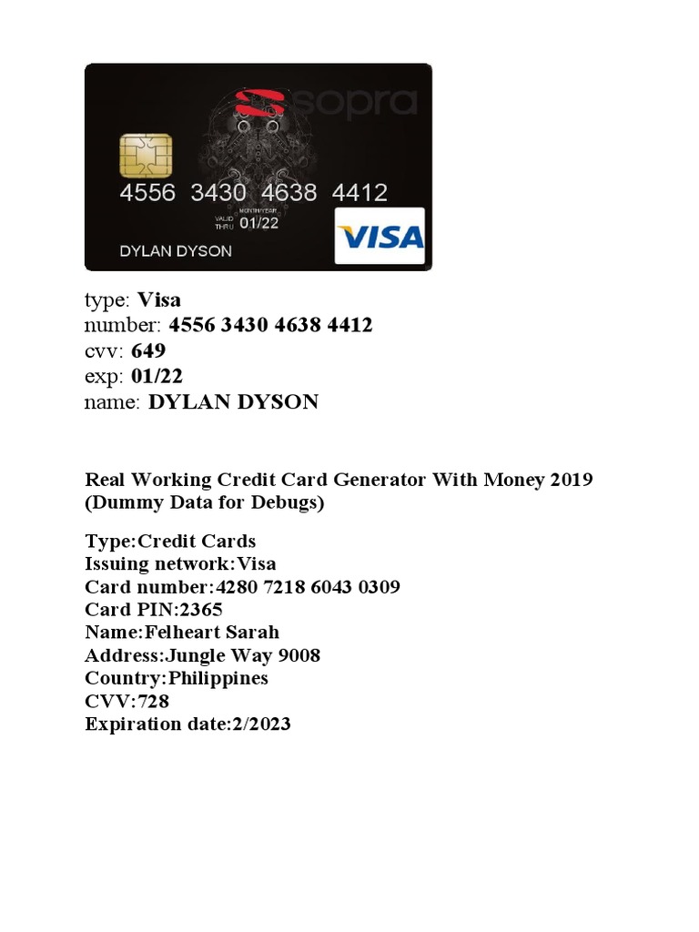 Card Number Visa