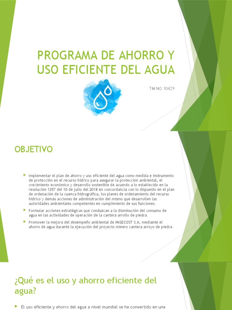 Presentación de Programa de Ahorro y Uso Eficiente Del Agua | PDF | Ahorro | Sustentabilidad