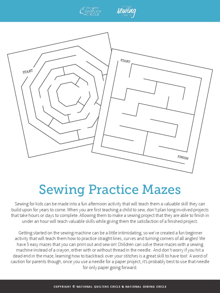 Sewing Practice Mazes | PDF | Quilting | Sewing