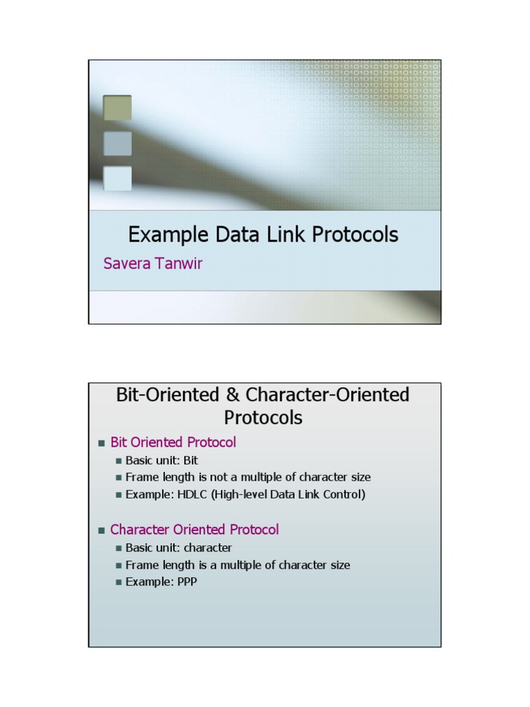 Example Data Link Protocols Bit Oriented And Character Oriented Protocols Pdf Internet 