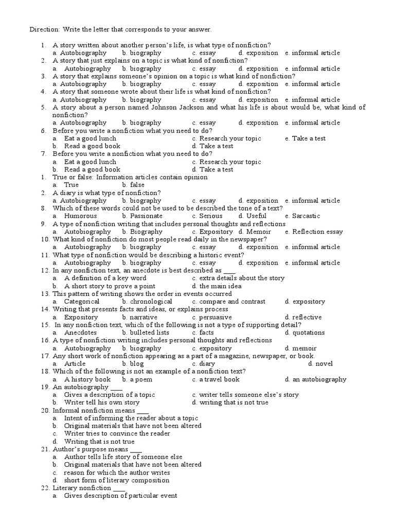 CNF Chapter Test | PDF | Essays | Writing