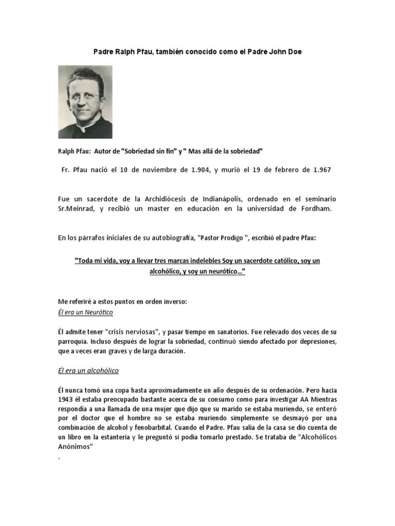 Padre Ralph Pfau | PDF | Bill W. | Sacerdote