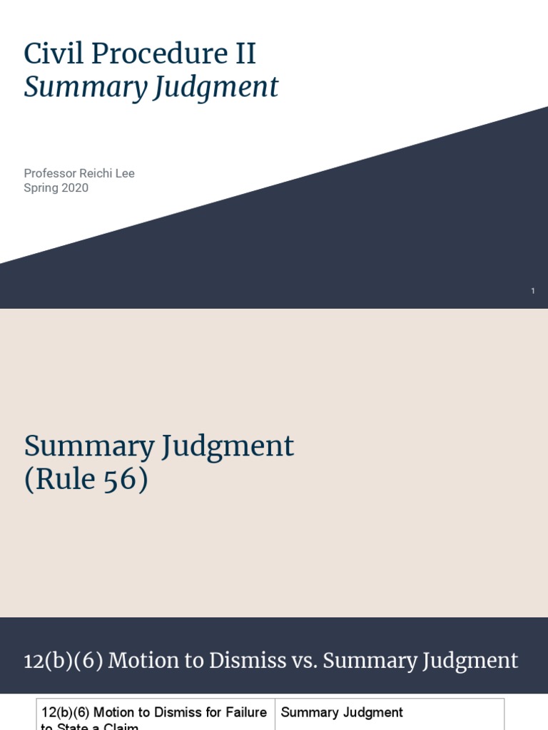 Civil Procedure II: Summary Judgment | PDF | Summary Judgment | Federal ...