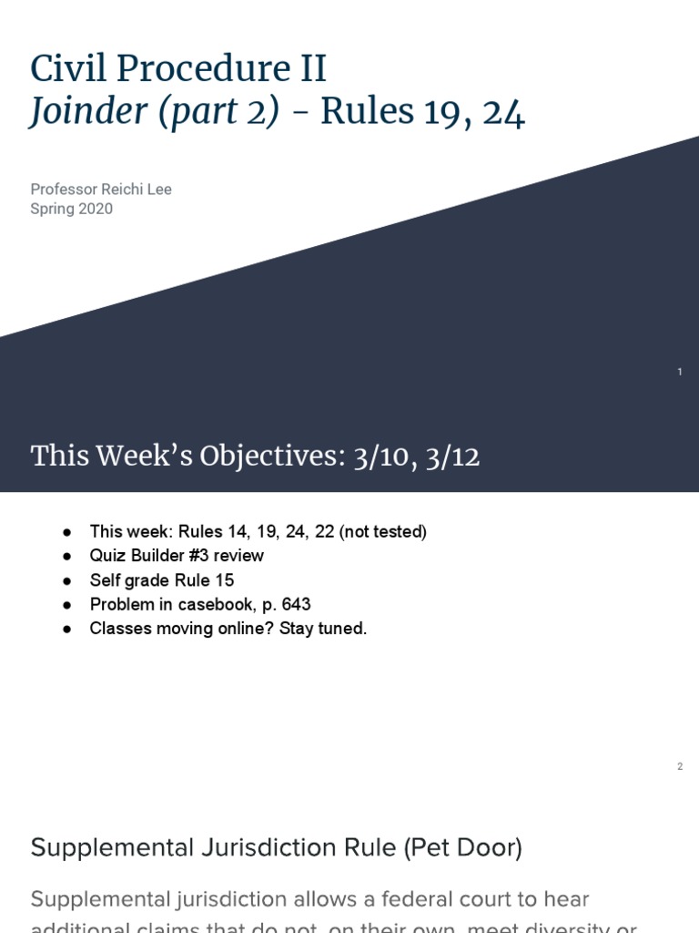 Joinder of Parties in Civil Procedure | PDF | Joinder | Intervention (Law)