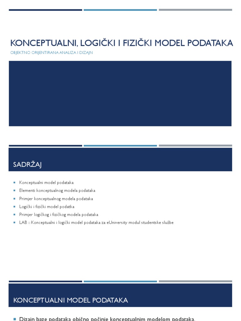 Konceptualni I Fizički Model Podataka PDF | PDF