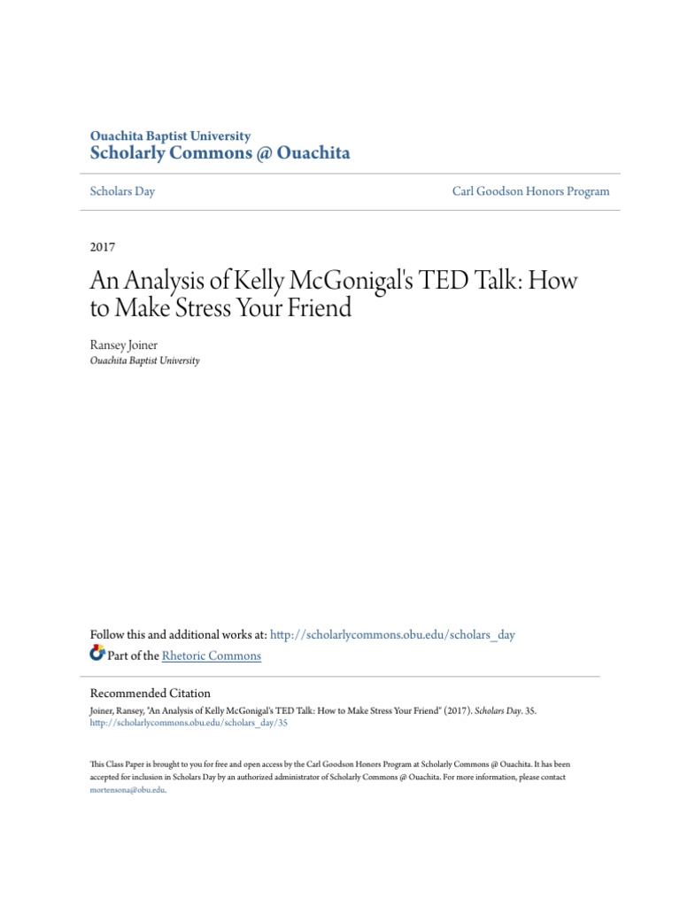 Analyzing McGonigal's Stress TED Talk | PDF | Psychological Concepts ...
