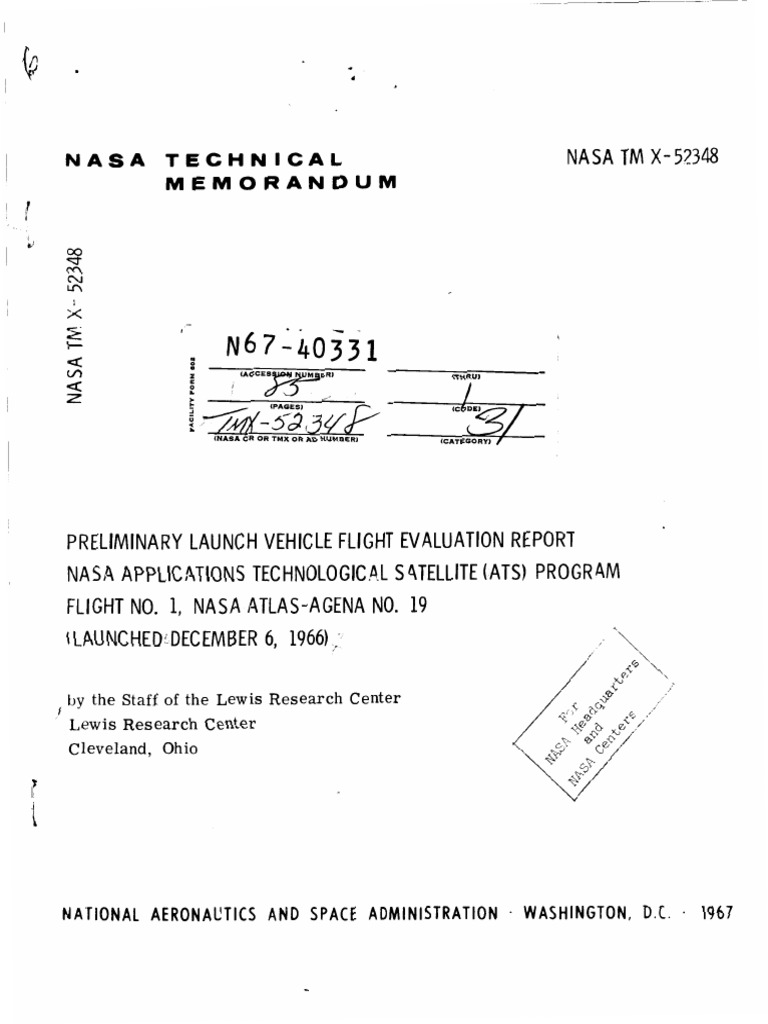 NASA Launch Evaluation 1966 | PDF | Atlas (Rocket Family) | Rm 81 Agena