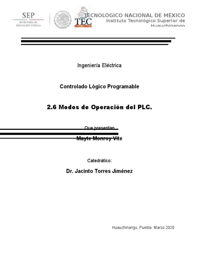 Modos de Operación del PLC | PDF | Controlador lógico programable | Programa de computadora