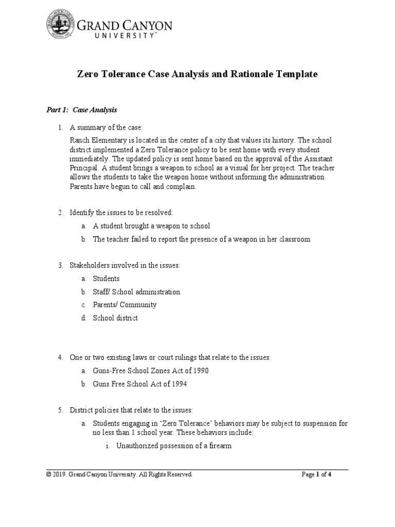 Zero Tolerance Case Analysis and Rationale | PDF | Policy | Teachers