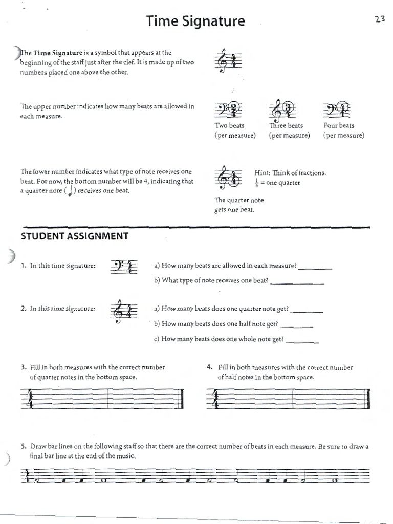 Time Signature Practice Worksheet | PDF | Musicology | Infographics