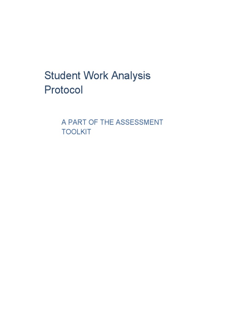 Student Work Analysis Protocol: A Part of The Assessment Toolkit | PDF ...
