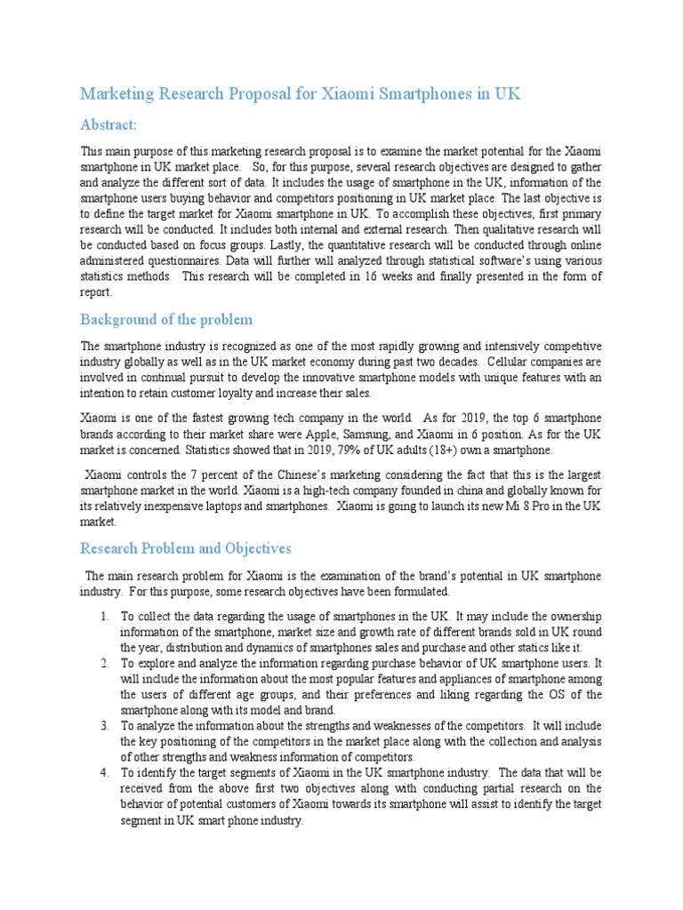 Marketing Research Proposal | PDF | Focus Group | Marketing Research