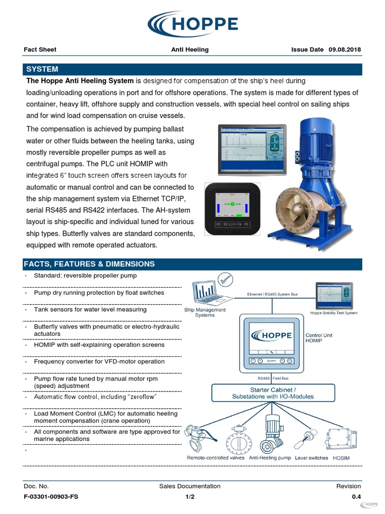 System: The Hoppe Anti Heeling System Is | PDF | Pump | Valve