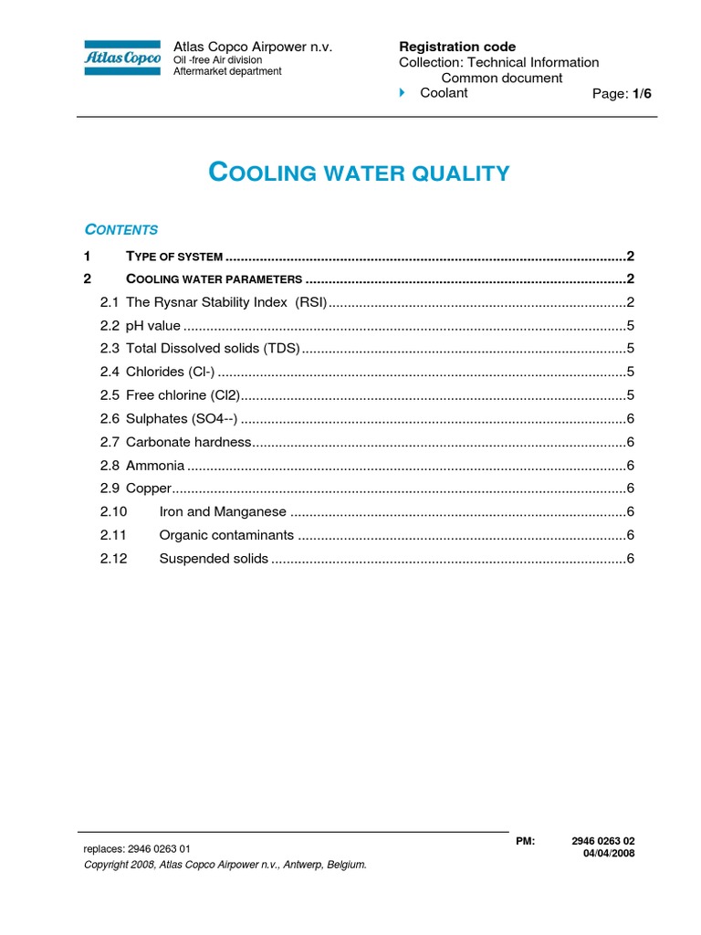 2946 0263 02 Cooling Water Quality | PDF | Applied And ...