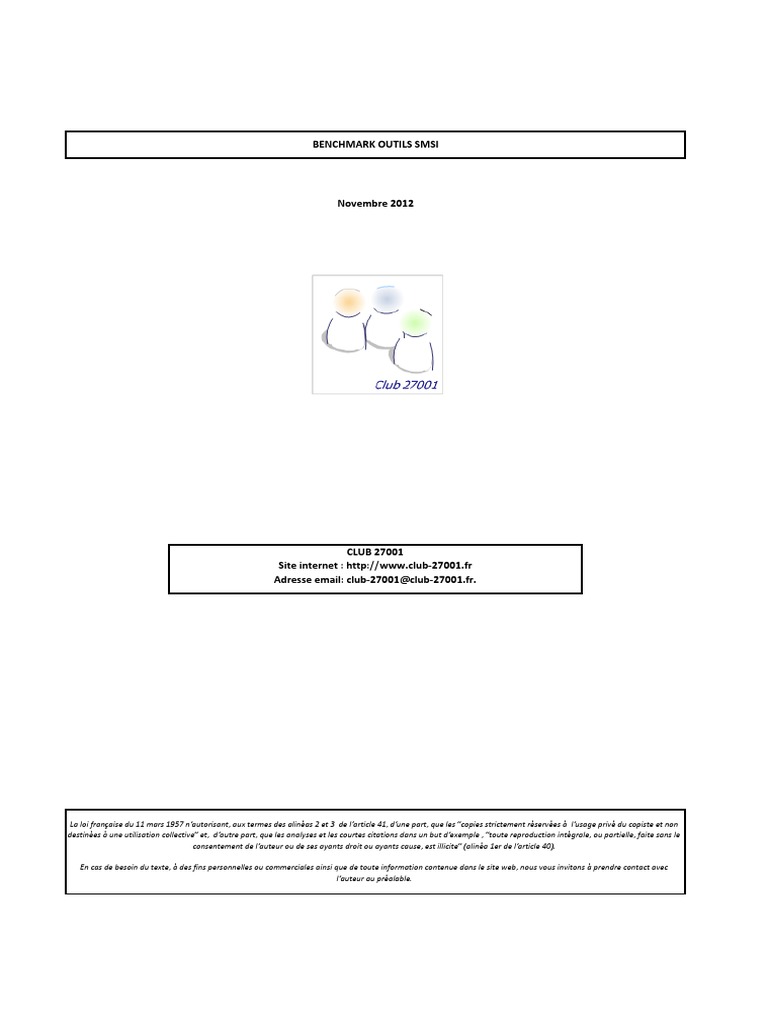 Benchmark des Outils SMSI ISO 27001 | PDF | Sécurité des systèmes d ...