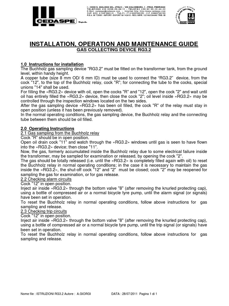 Installation, Operation and Maintenance Guide: Gas Collecting Device ...