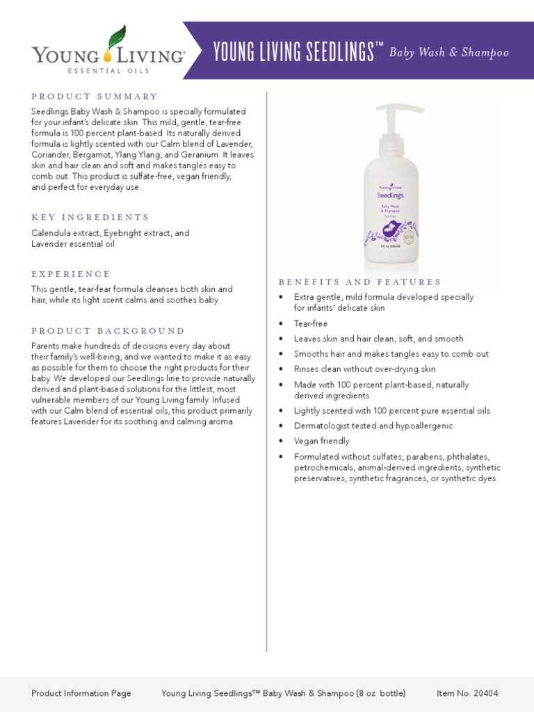 Young Living Seedlings™: Baby Wash & Shampoo | PDF | Shampoo ...
