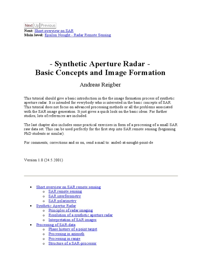 Synthetic Aperture Radar - Image Formation | PDF | Military Technology ...