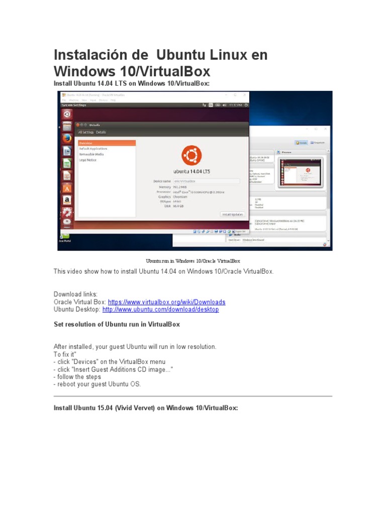 Instalación de Ubuntu Linux en Windows 10 | PDF