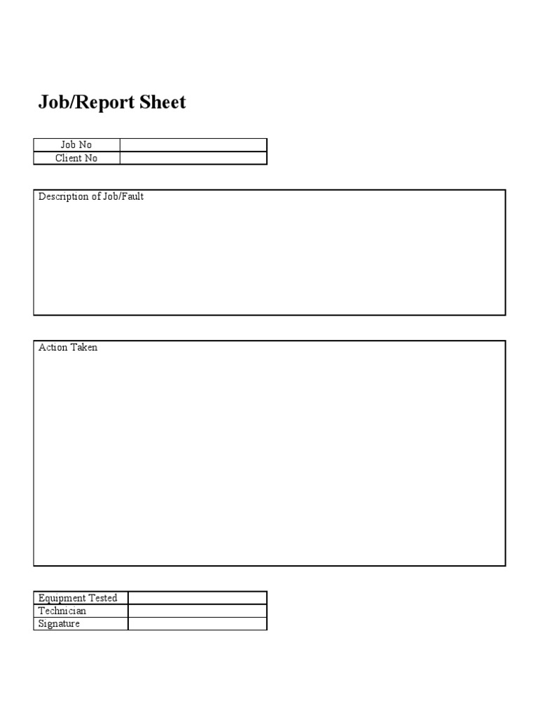 Job Report Sheet Template | PDF | Finance & Money Management