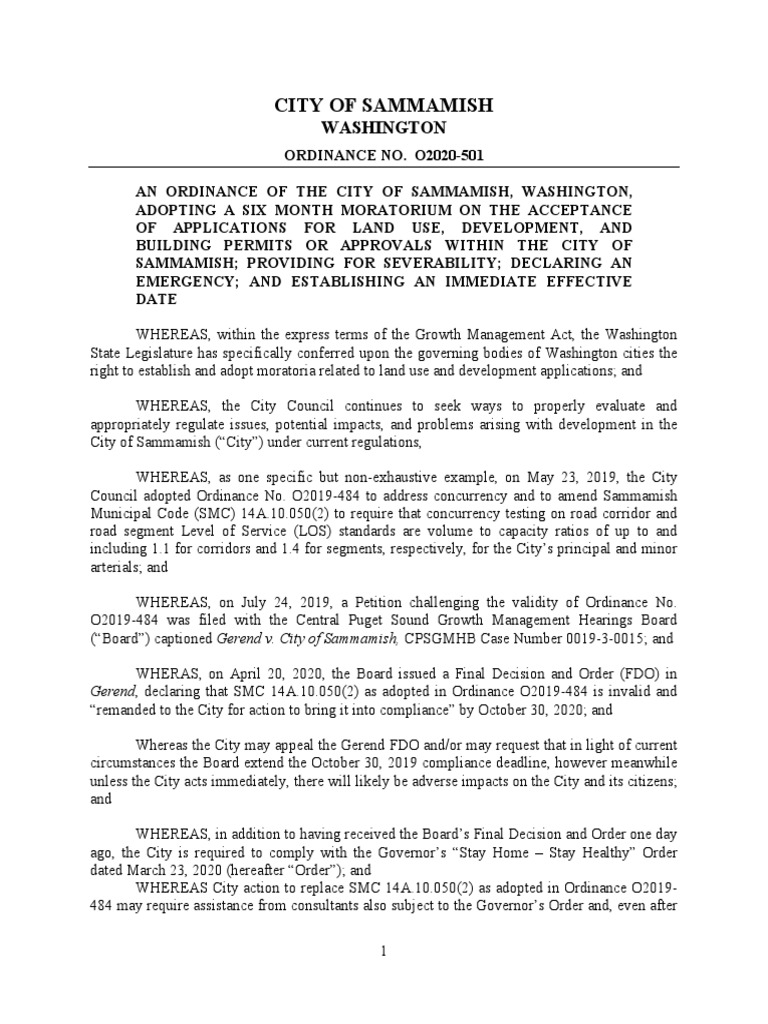 O2020-501 - Development Moratorium | PDF | Justice | Crime & Violence