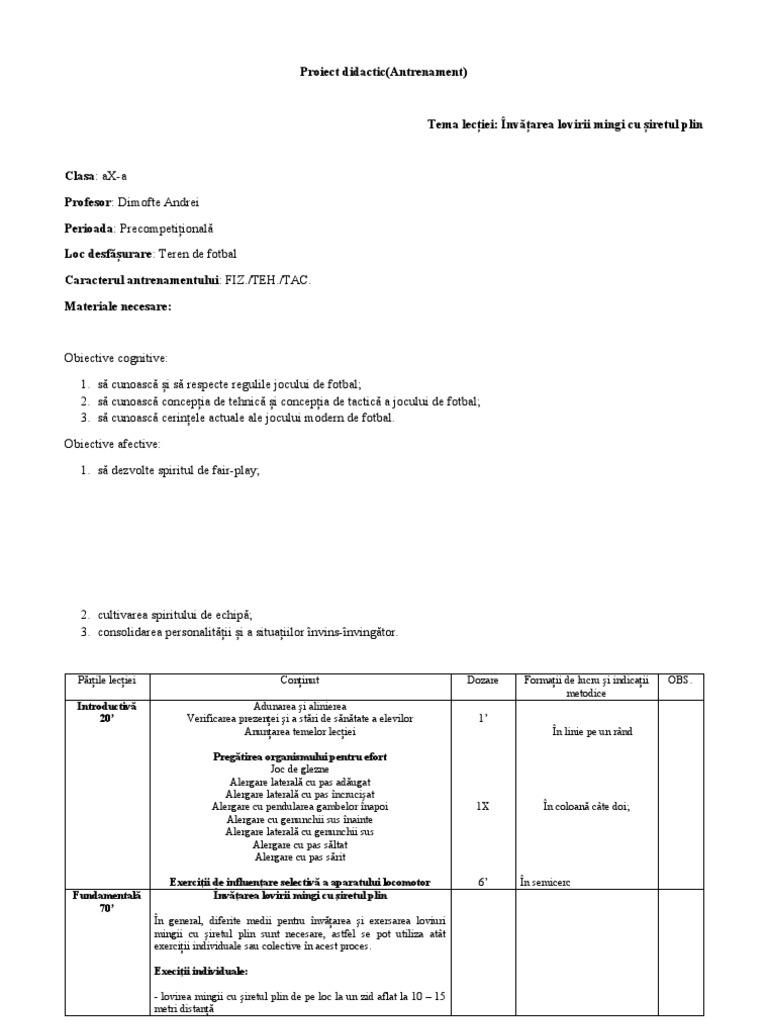 Plan de Antrenament | PDF