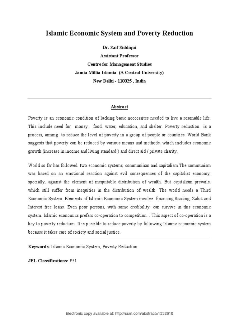 Islamic Economic System and Poverty Reduction | Download Free PDF ...