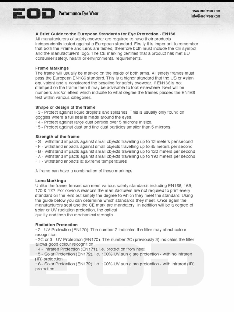 A Brief Guide To The European Standards For Eye Protection - EN166 ...