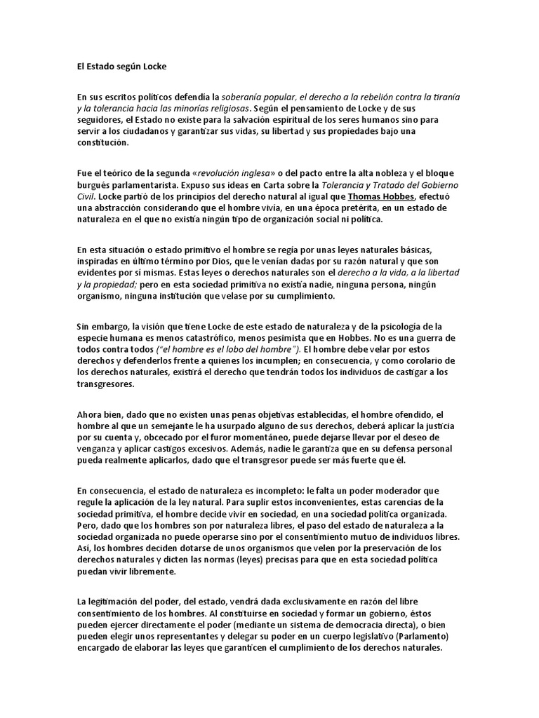 Resumen Locke | PDF | John Locke | La Ley natural