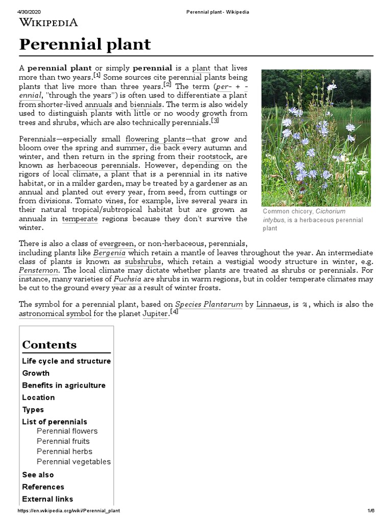 Perennial Plant - Wikipedia | PDF | Perennial Plant | Plants