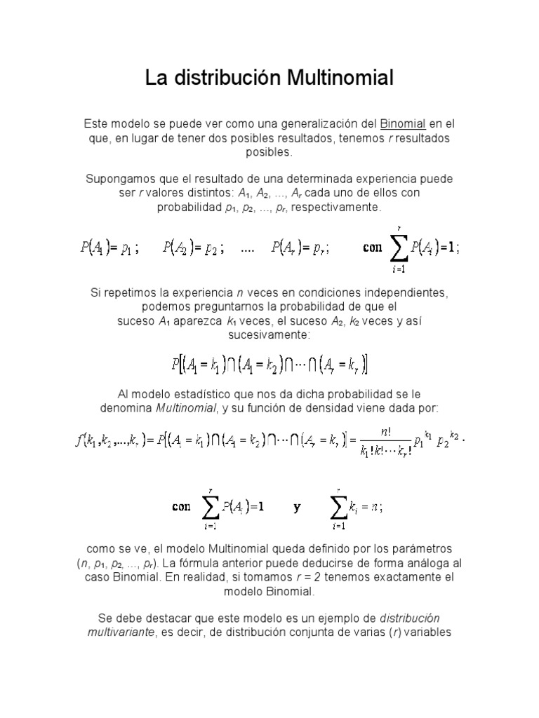 La Distribución Multinomial | PDF | Distribución de probabilidad ...