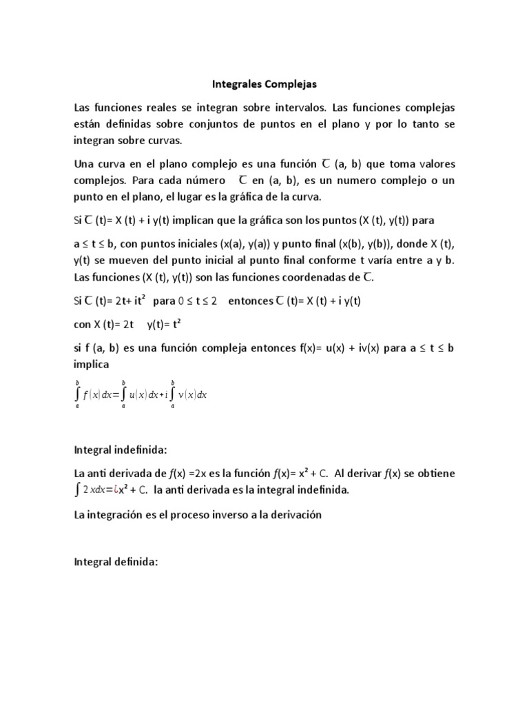 Integración en el Plano Complejo | PDF | Integral | Análisis matemático