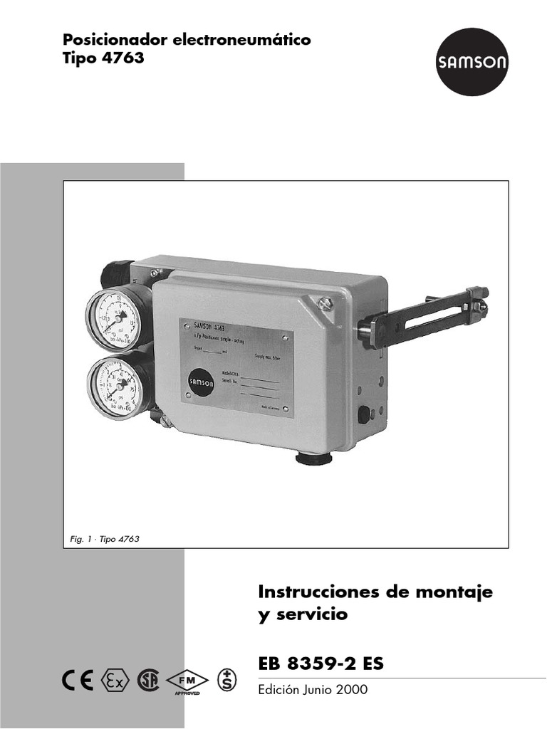 Posicionador Electroneumático Tipo 4763: Instrucciones de Montaje y ...