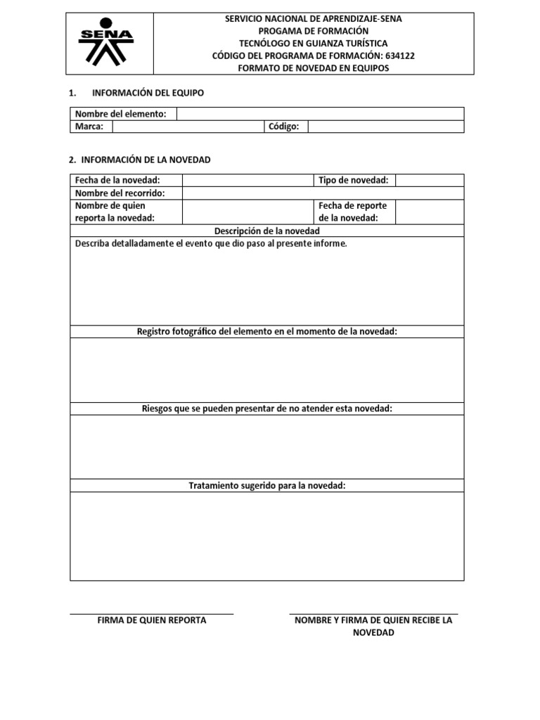 Formato Reporte de Novedades en Equipos | PDF | Negocios | Tecnología