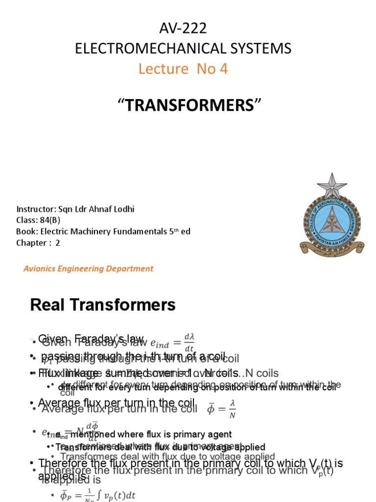 "Transformers": AV-222 Electromechanical Systems | PDF | Transformer | Inductance