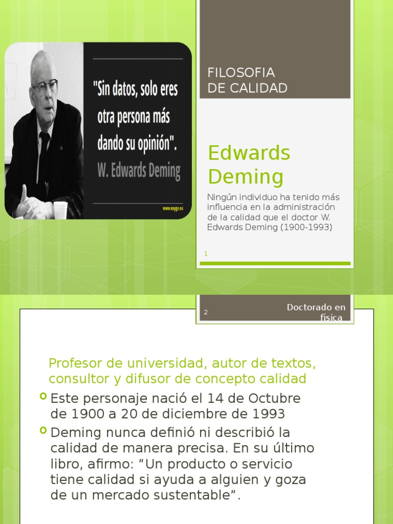 Filosofía y Ciclo Deming en Calidad | PDF | Calidad (comercial ...