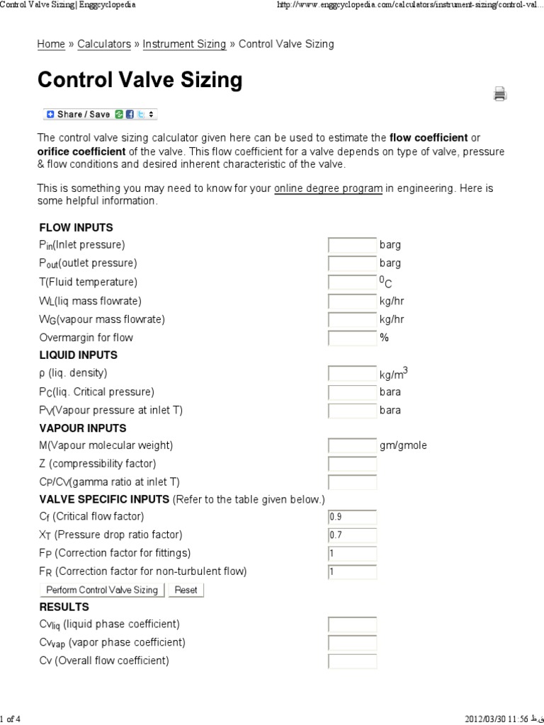 Control Valve Sizing - Enggcyclopedia | PDF | Valve | Fluid Dynamics
