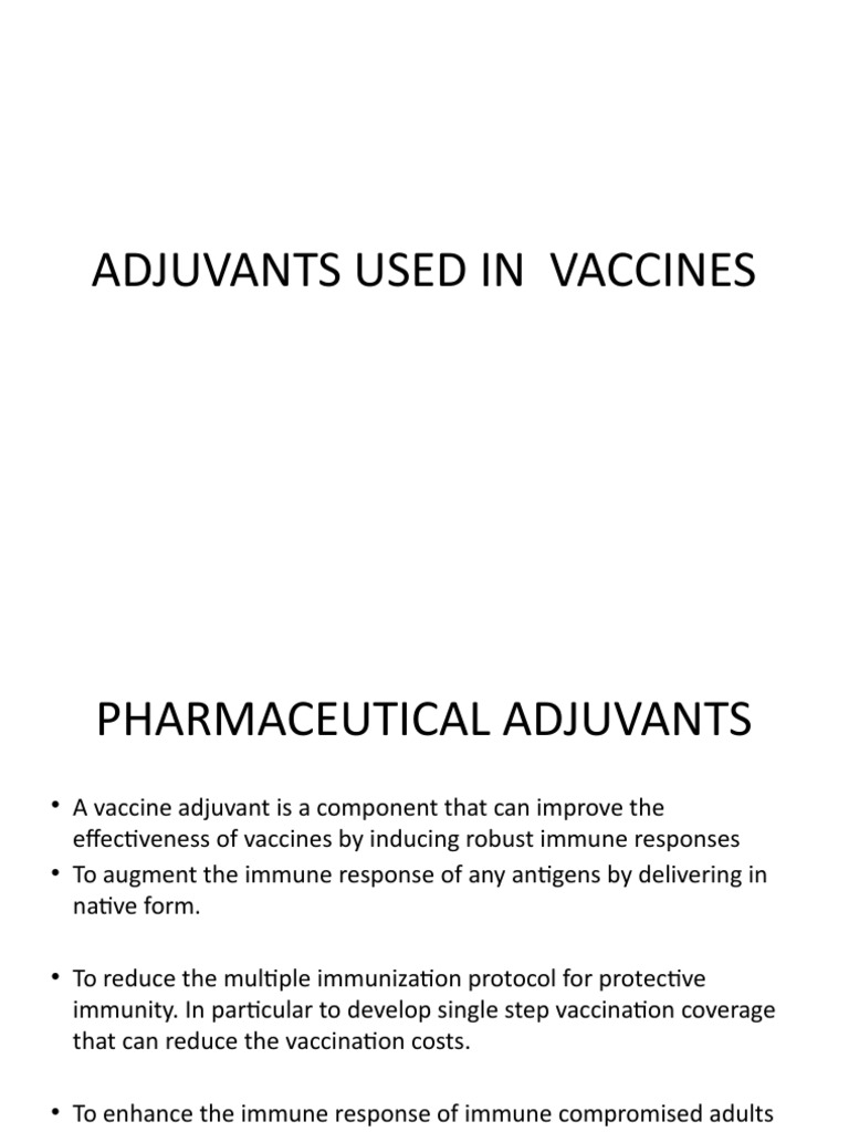 Adjuvants Used in Vaccines | PDF | Adjuvant | Vaccines