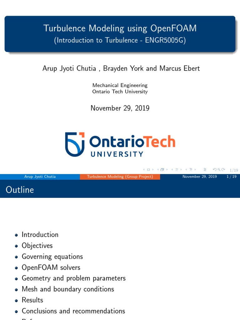 Turbulence Modeling Using Openfoam Ontario Tech University | PDF | Fluid Dynamics | Turbulence