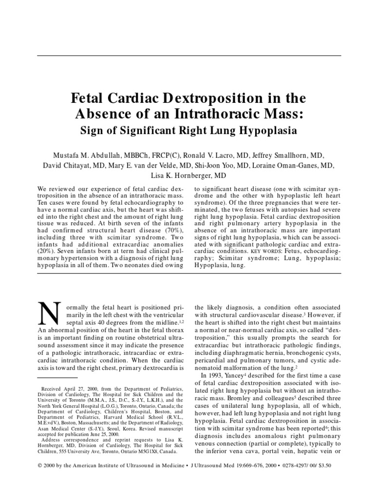 Fetal Cardiac Dextroposition in The Absence of An Intrathoracic Mass ...