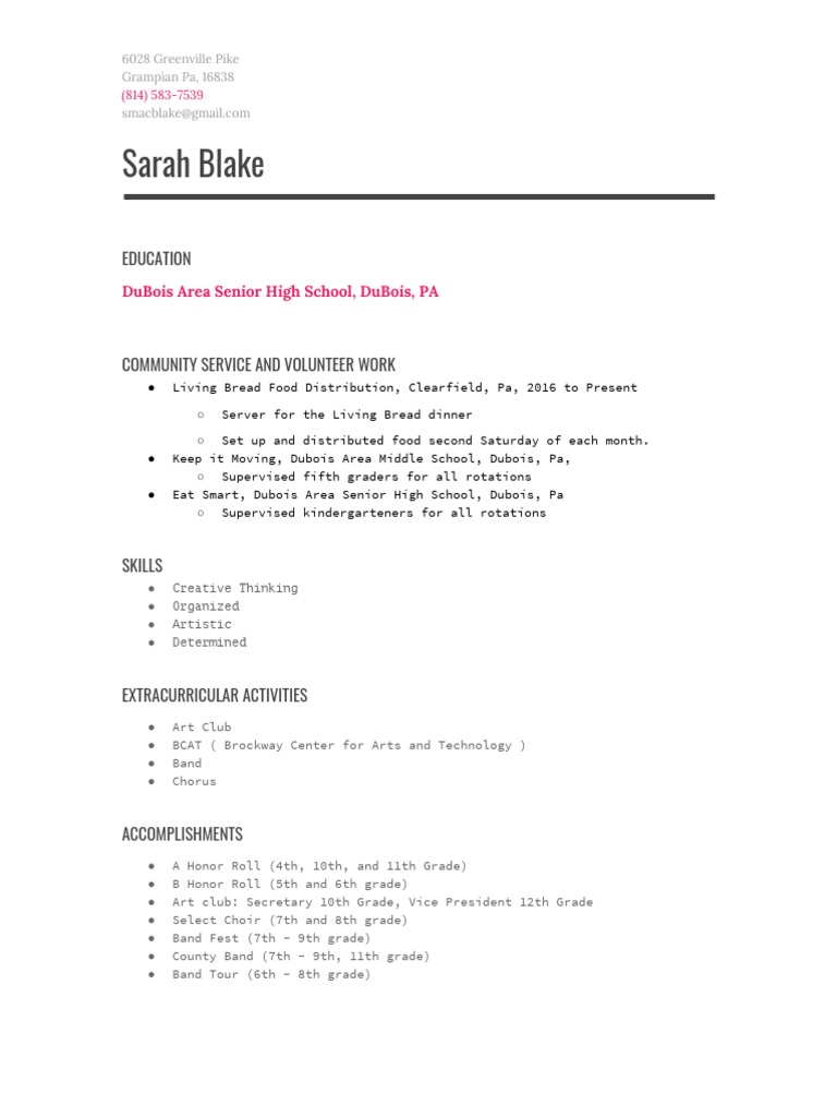 Sarah Blake - Resume | PDF