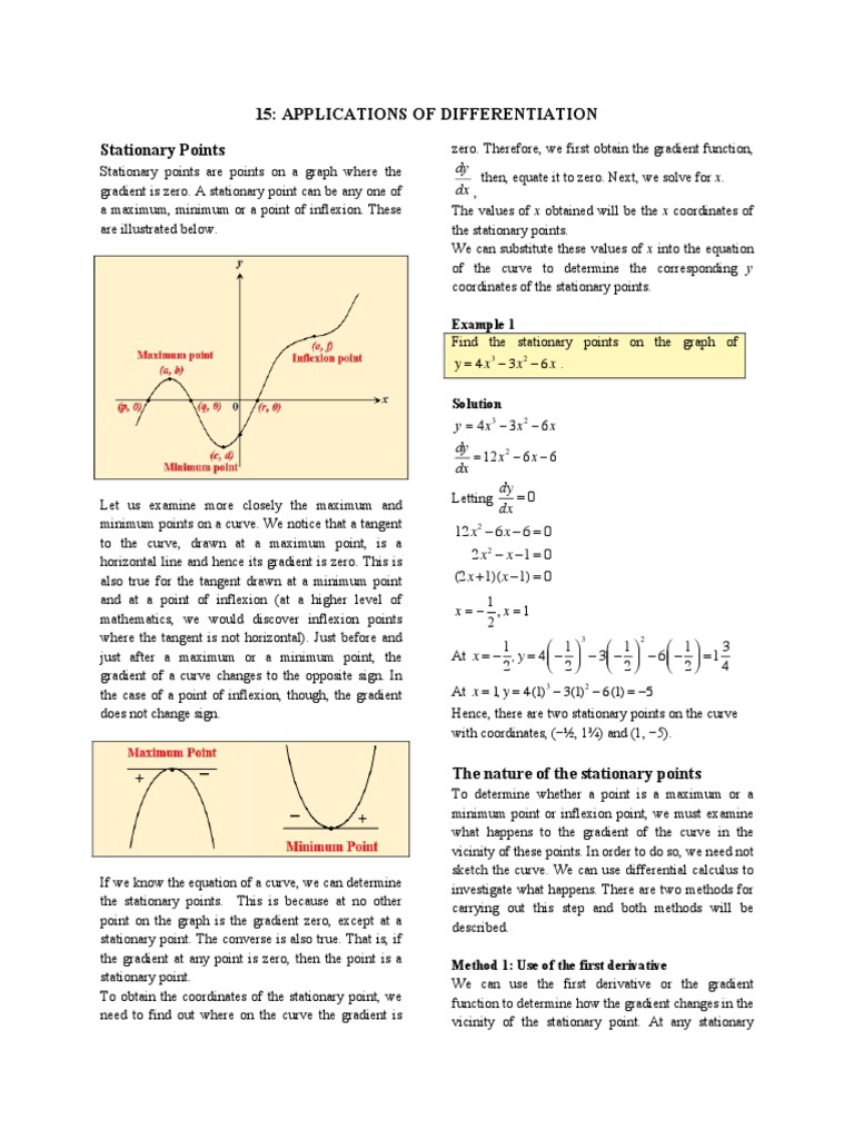 Stationary Points in Differentiation | PDF | Differential Calculus ...