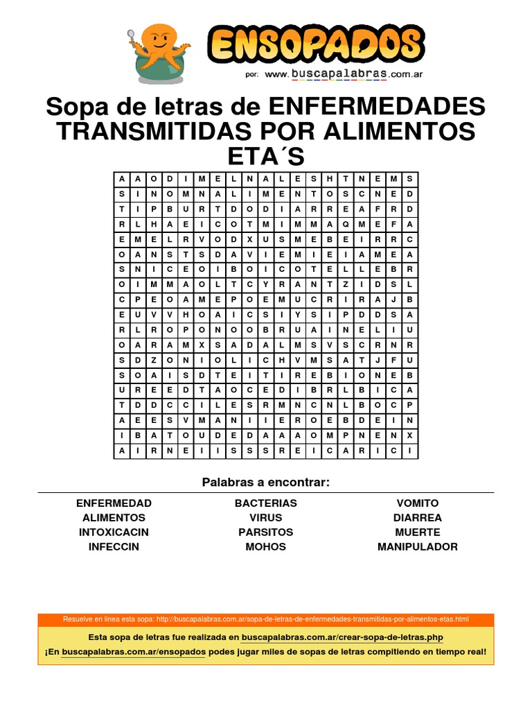 Sopa de Letras: Enfermedades Alimentarias | PDF | Virus | Medicina ...