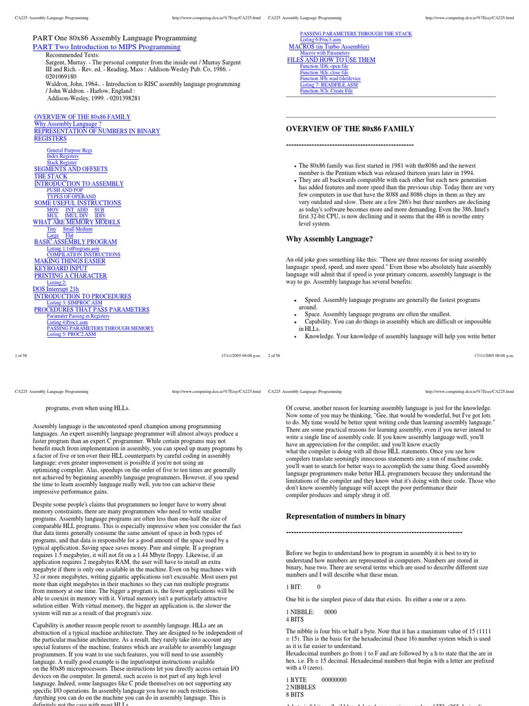 Assembly Language Programming | PDF | Assembly Language | Pointer ...