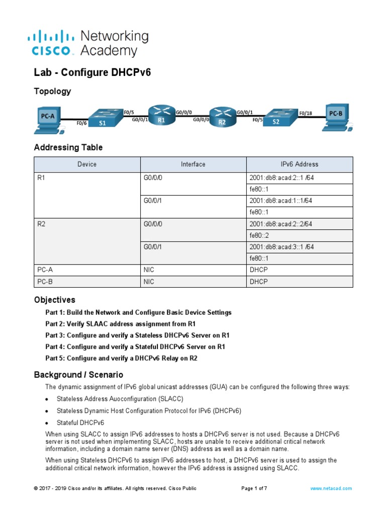 Configure Stateless DHCPv6 Lab | PDF | I Pv6 | Ip Address