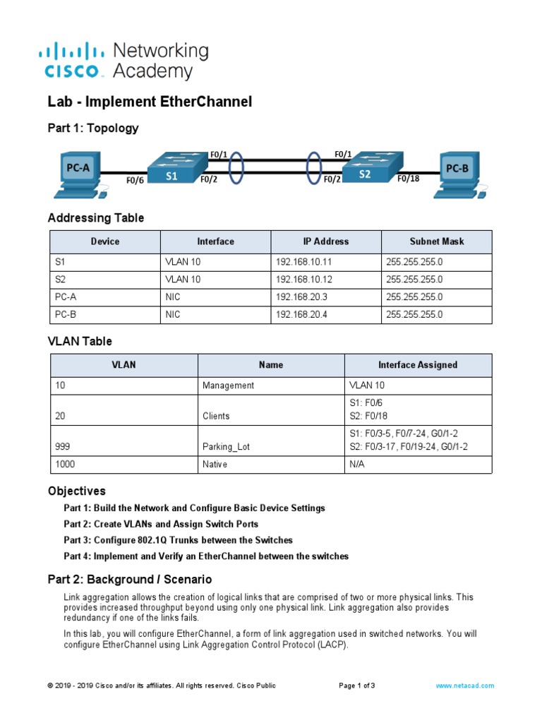 6.4.2 Lab - Implement Etherchannel | PDF | Network Architecture | Computer Mediated Communication
